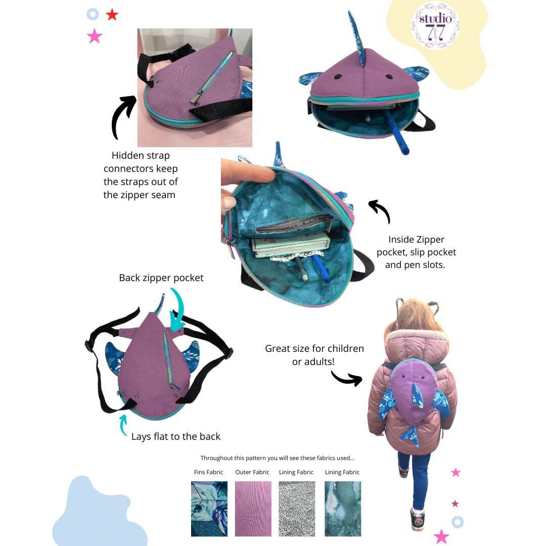 Backpack sewing pattern: Shark backpack